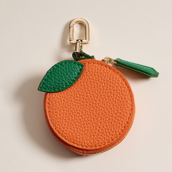Stone & Stitch | Accessories | Leather Orange Coin Purse Bag Charm Nwt ...